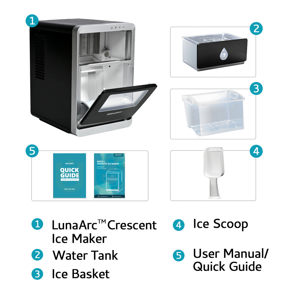 EUHOMY Luna Pro LunaArc™️ Portable Crystal Crescent Ice Maker Countert – Euhomy