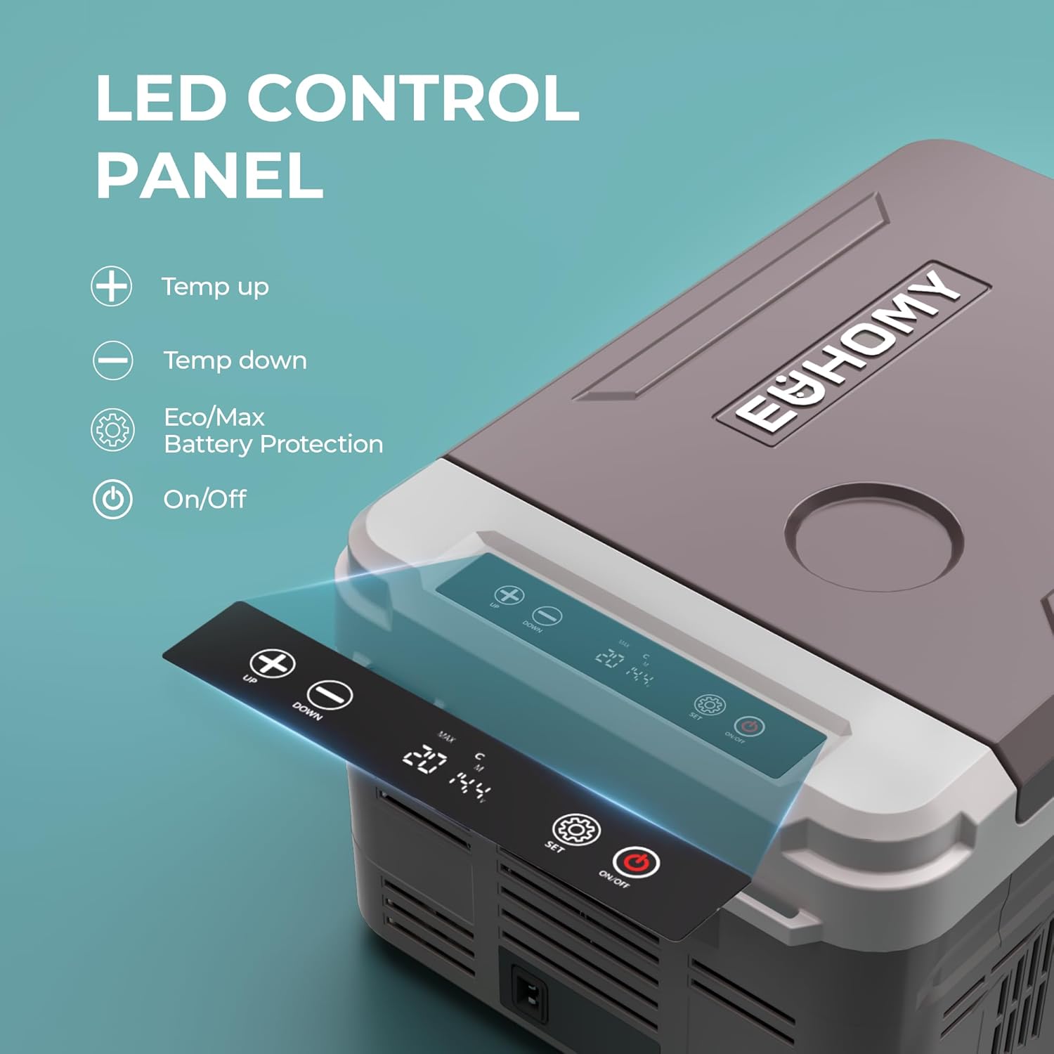 EUHOMY 12V Portable Car Refrigerator, 10L, Single Zone, APP Control, B ...